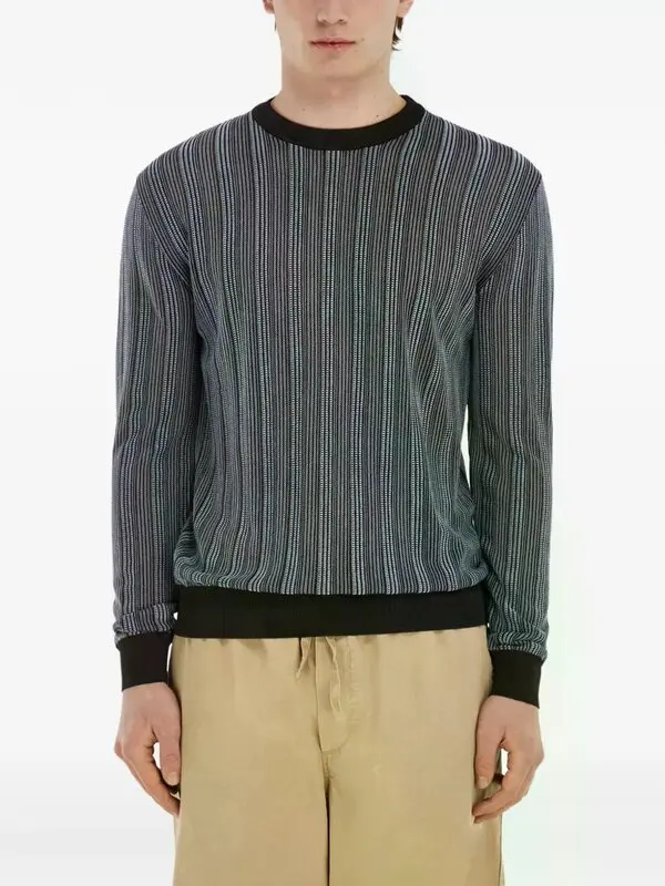 FERRAGAMO Crew Neck Sweater With Vertical Stripes