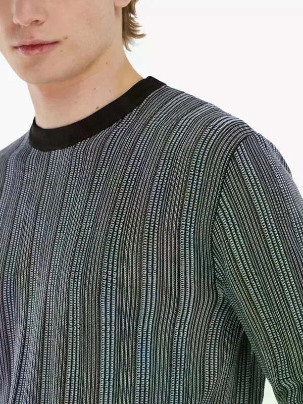 FERRAGAMO Crew Neck Sweater With Vertical Stripes