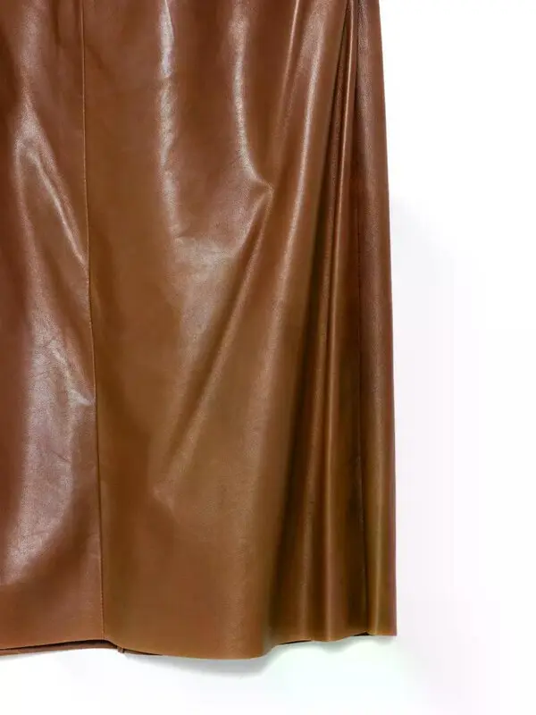 Prada A-line Leather Midi Skirt