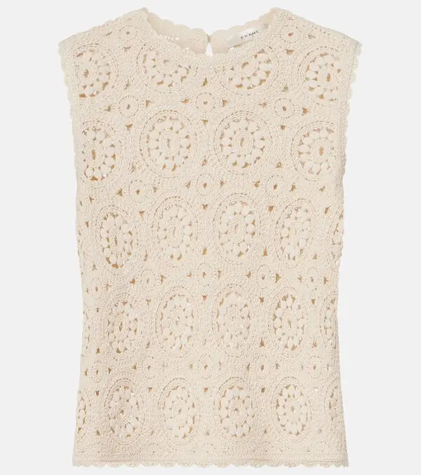 FRAME Crochet Cotton Top - Beige