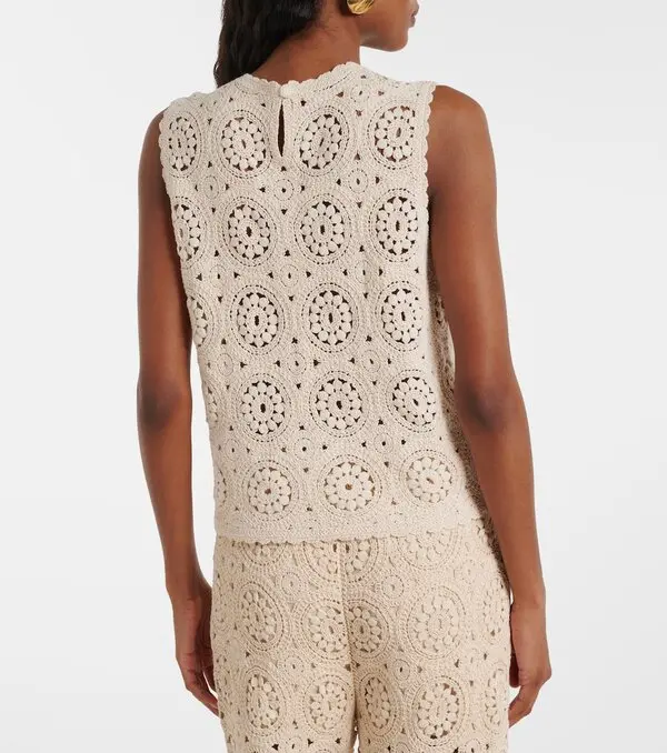 FRAME Crochet Cotton Top - Beige
