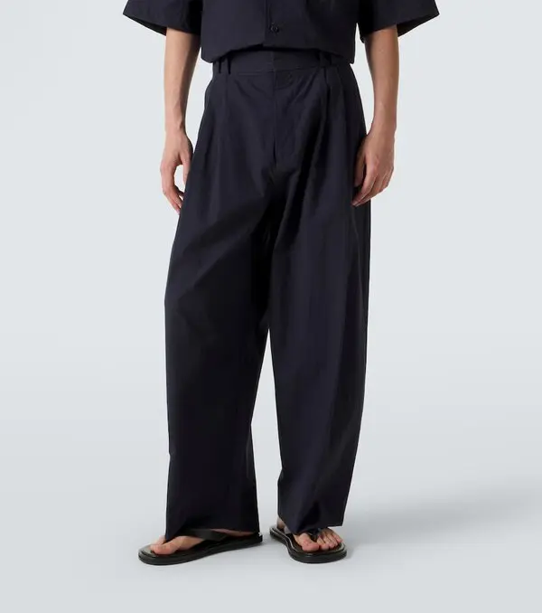 Studio Nicholson Line Cotton Wide-leg Pants - Blue