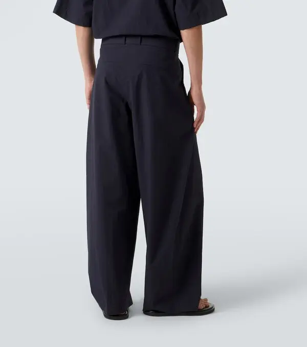 Studio Nicholson Line Cotton Wide-leg Pants - Blue