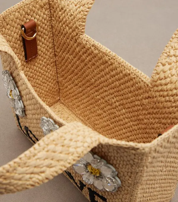 Loewe Embellished Raffia Tote - Beige