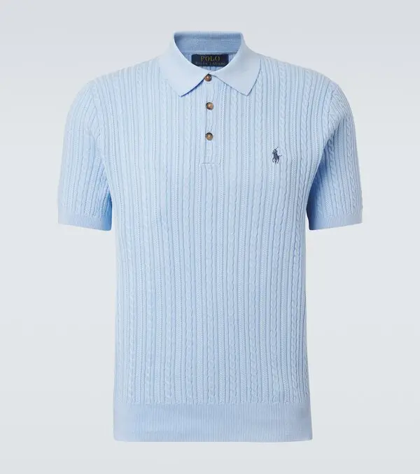 Polo Ralph Lauren Cable-knit Cotton Polo Sweater - Blue