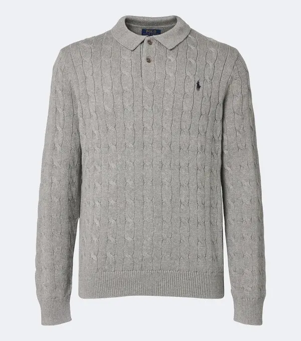Polo Ralph Lauren Cable-knit Cotton Polo Sweater - Grey