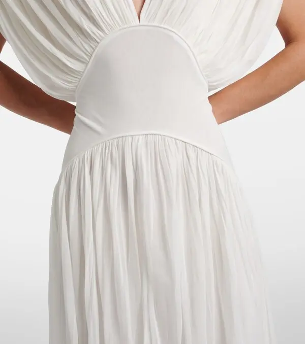 white draped jersey dress YIBRI | WHITE DRAPED JERSEY MAXI DRESS | Women's Clothing