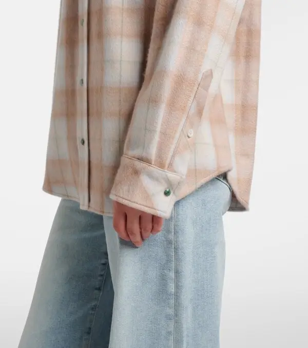 GOD'S TRUE CASHMERE Champagne Tartan Cashmere Shirt - Beige