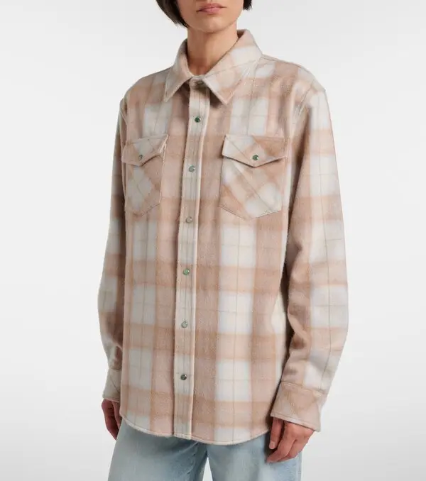 GOD'S TRUE CASHMERE Champagne Tartan Cashmere Shirt - Beige
