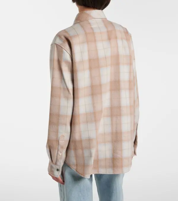 GOD'S TRUE CASHMERE Champagne Tartan Cashmere Shirt - Beige