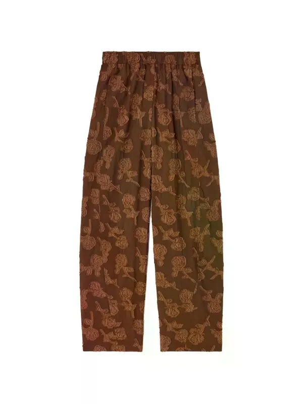 GANNI Fil-coupé Floral-pattern Trousers