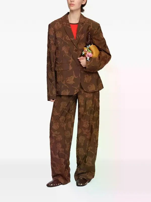 GANNI Fil-coupé Floral-pattern Trousers