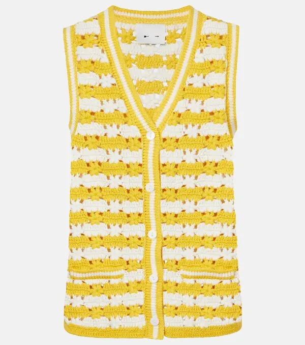 The Upside Goldie Watson Cotton Crochet Vest - Yellow