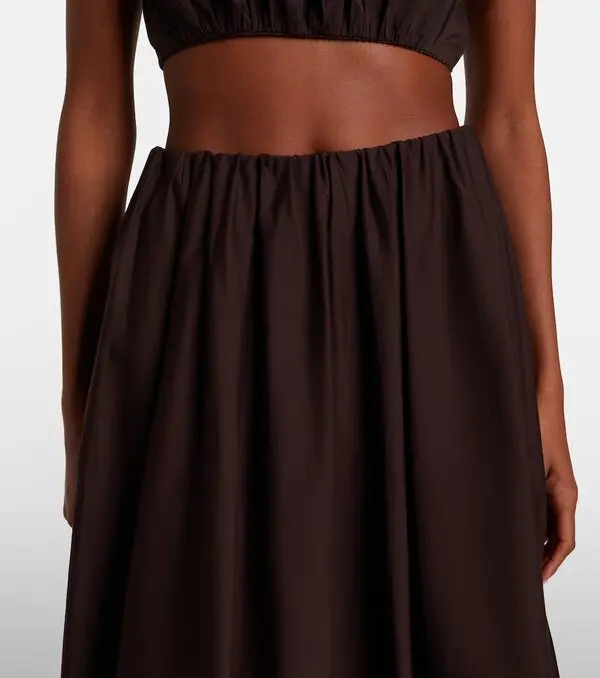 Staud Milano Pleated Cotton-blend Maxi Skirt In Earth - Brown