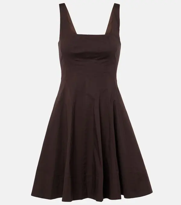 Staud Wells Cotton Mini Dress - Brown