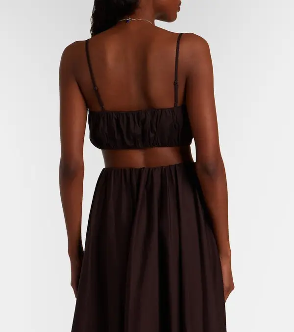 Staud Fiore Cotton Crop Top - Brown