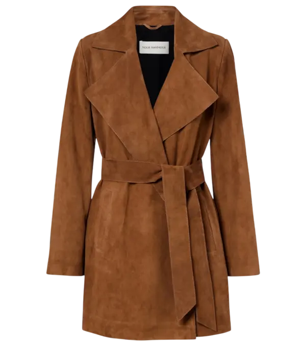 Nour Hammour Kerry Suede Coat - Brown