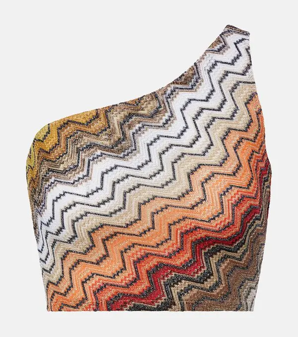Missoni One-shoulder Lamé Crop Top - Multicoloured