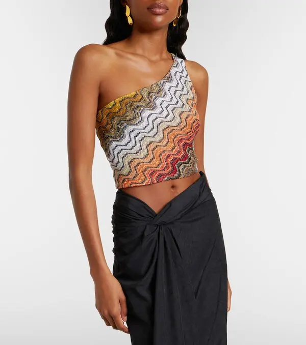 Missoni One-shoulder Lamé Crop Top - Multicoloured