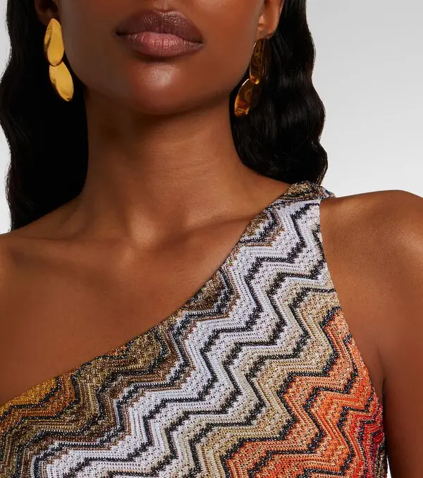 Missoni One-shoulder Lamé Crop Top - Multicoloured