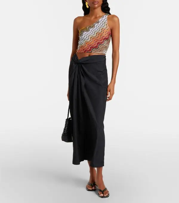 Missoni One-shoulder Lamé Crop Top - Multicoloured