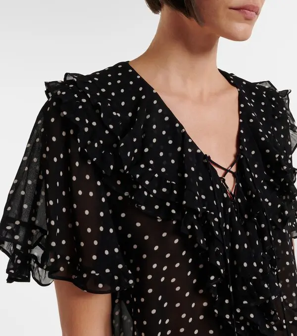 Dorothee Schumacher Dancing Dots Polka-dot Georgette Blouse - Black