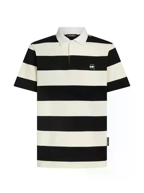 Karl Lagerfeld Striped-pattern Polo Shirt - Black