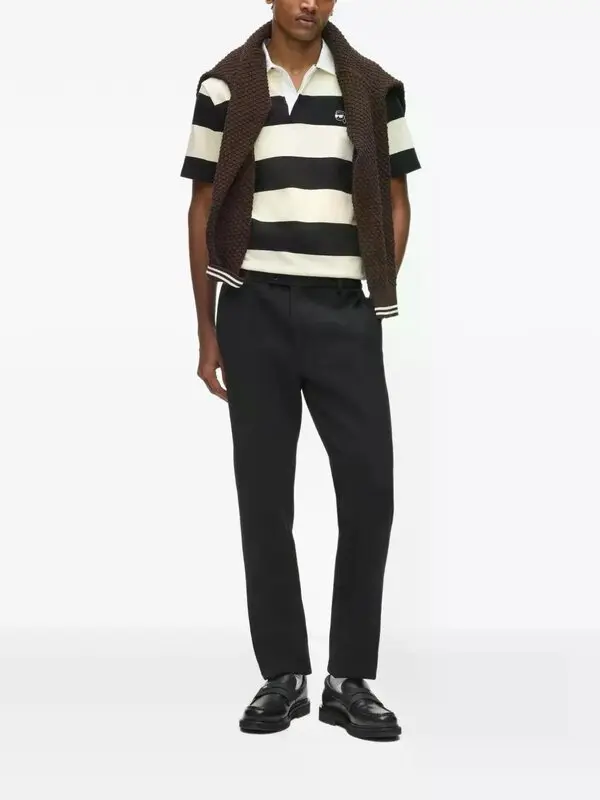 Karl Lagerfeld Ikon Bold Stripe Polo Shirt - Black