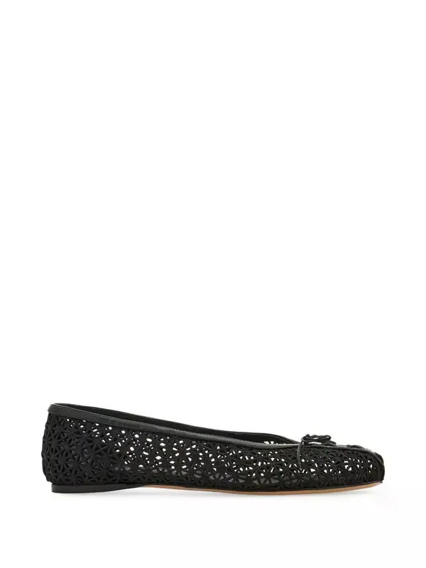 FERRAGAMO Macramé Lace Ballet Flats - Black