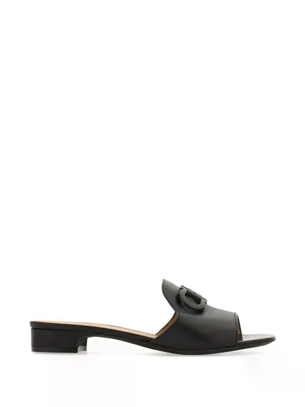 FERRAGAMO Gancini Ornament Slides - Black