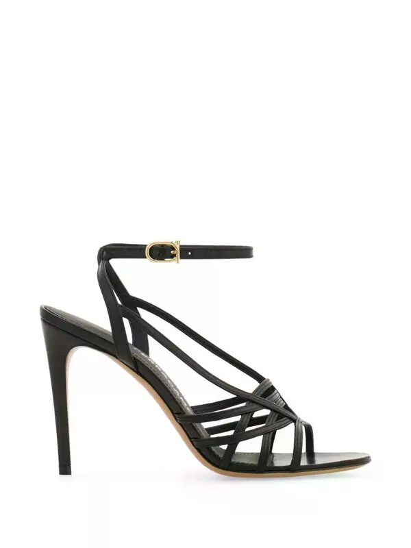 FERRAGAMO Strappy Heeled Sandals With Ankle Buckle - Black