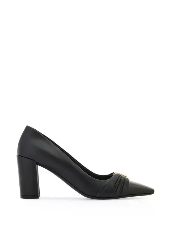 FERRAGAMO Gancini Embellished Block Heel Pumps - Black