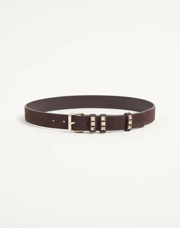 Valentino Garavani Rockstud Suede Belt - Ebony