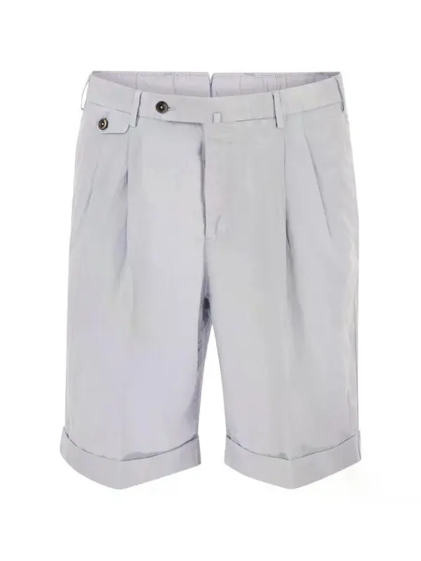 PT TORINO Pleated Front Turn-up Shorts - Blue