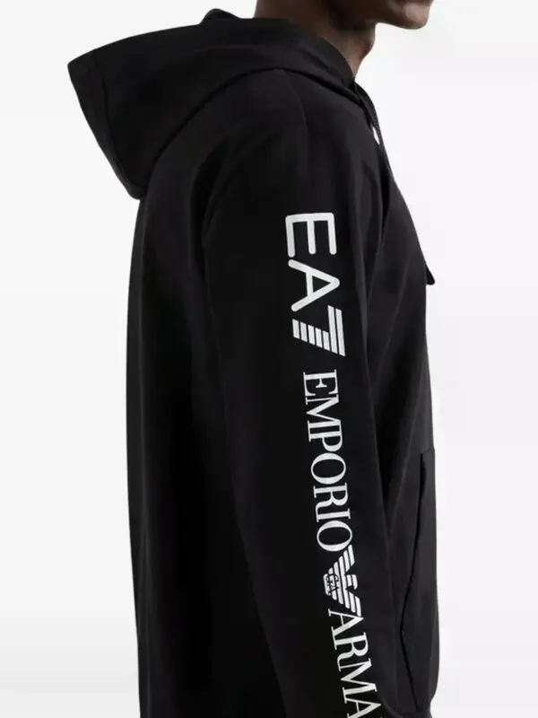 EA7 Logo Print Drawstring Hoodie