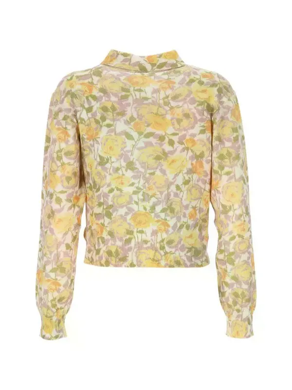 Chloé Floral-print Polo-collar Sweater