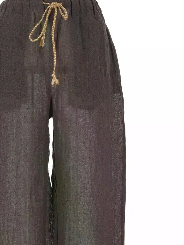 120% Lino Gauze High-waisted Wide-leg Trousers - Grey