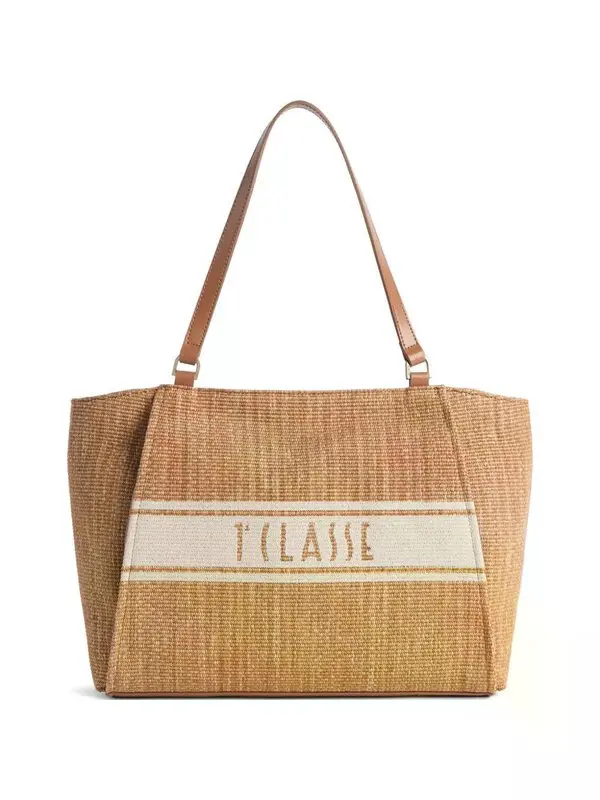 ALVIERO MARTINI 1° CLASSE Raffia-effect Logo-embroidered Tote Bag