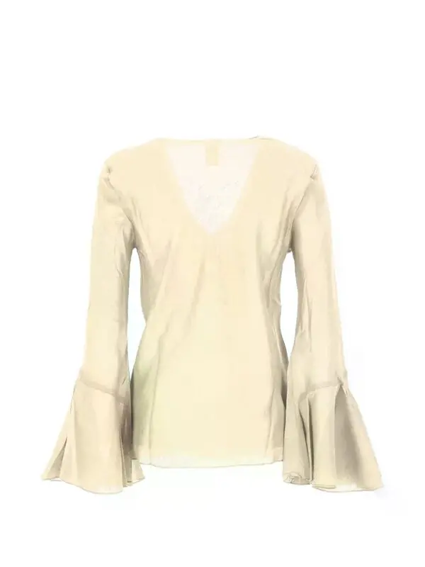 120% Lino Flared-sleeve V-neck Blouse