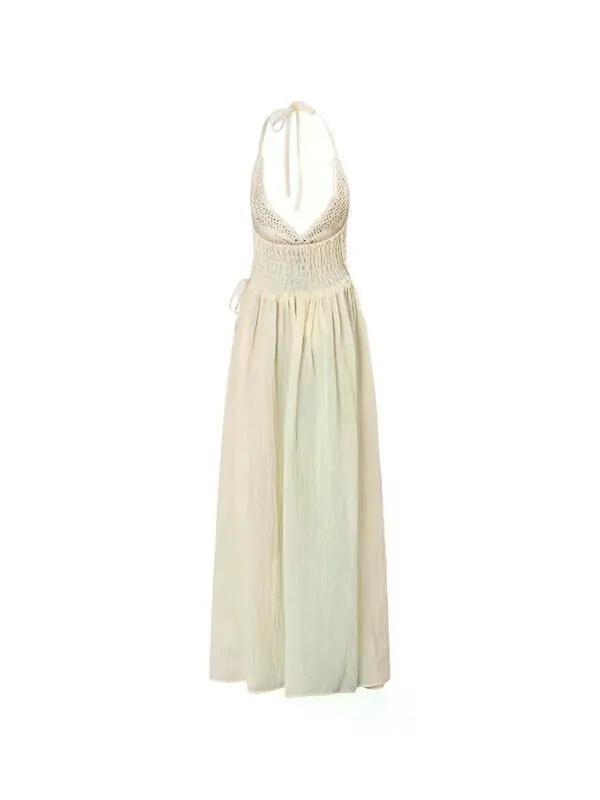 120% Lino Crochet-knit Halterneck Dress