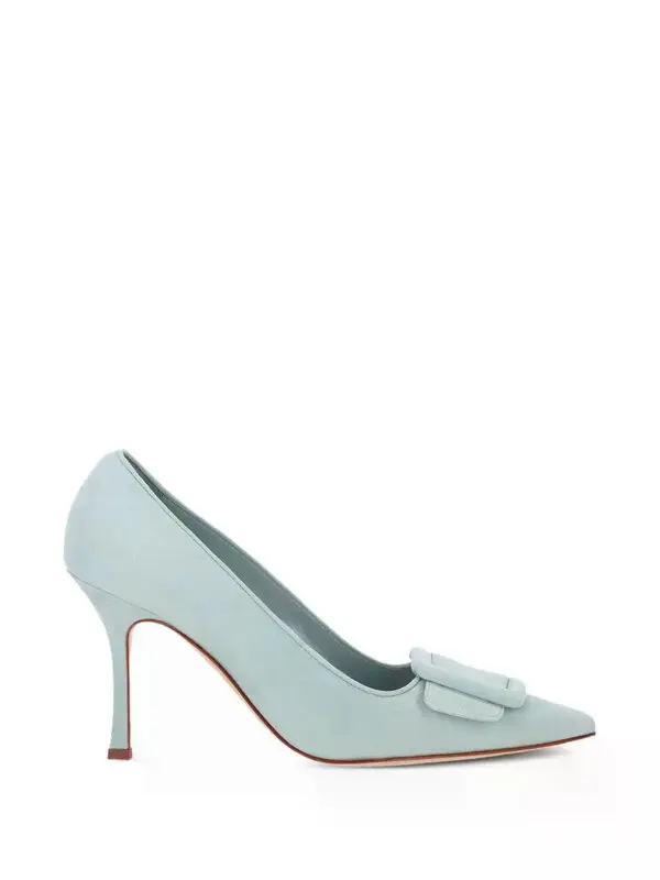 Manolo Blahnik Suede Buckle Detail Pumps - Blue