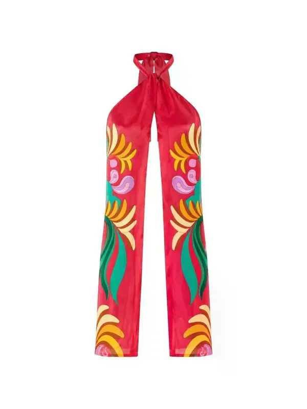 Farm Rio Graphic Print Halterneck Top