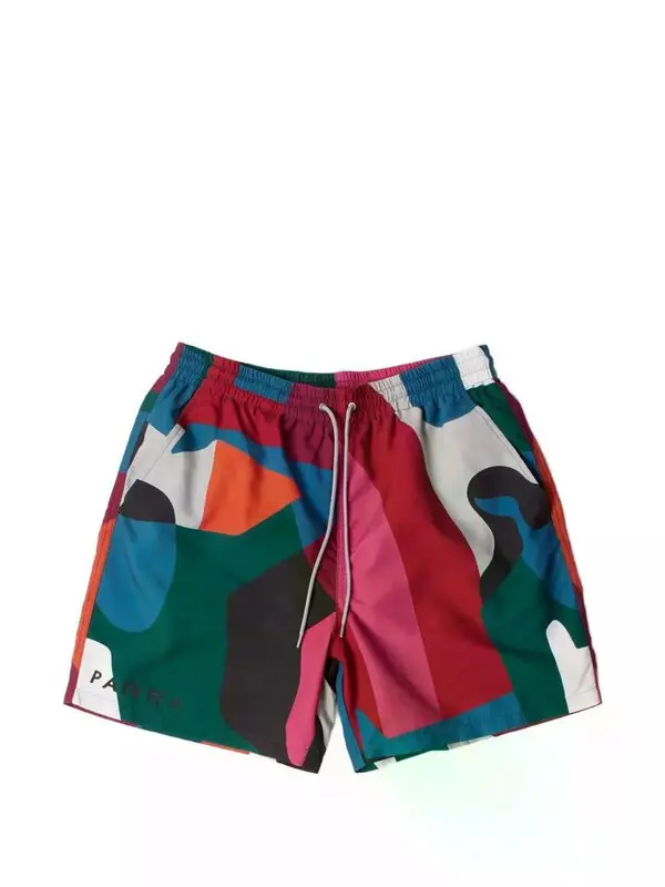 PARRA Abstract Print Drawstring Swim Shorts - Blue