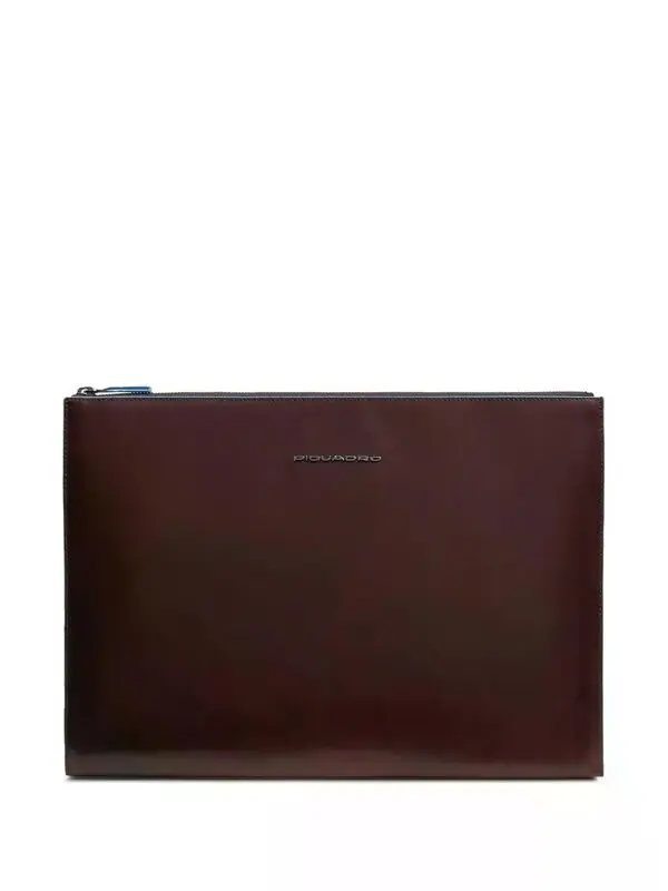 PIQUADRO Leather Zip-top Clutch Bag - Red