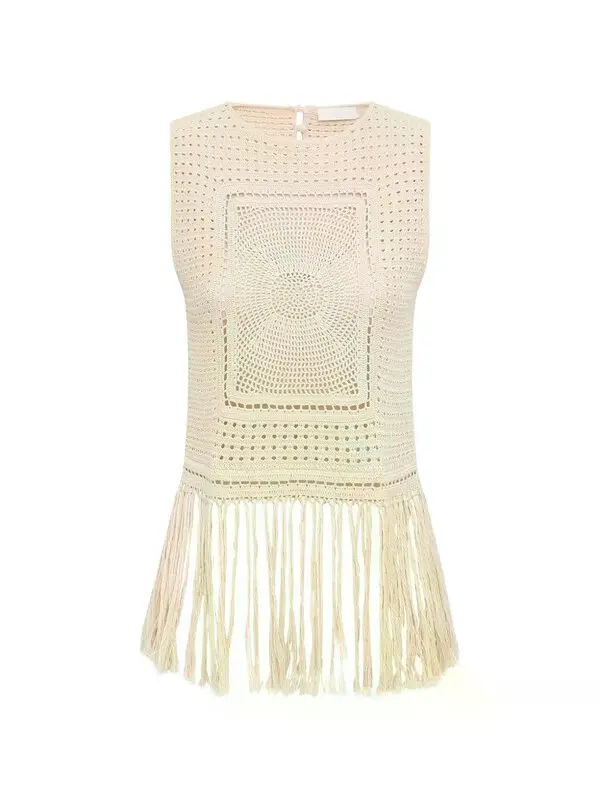 Zimmermann Indra Crochet Fringe Blouse