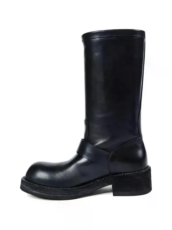ANN DEMEULEMEESTER Sarith Engineer Buckle-detail Leather Biker Boots
