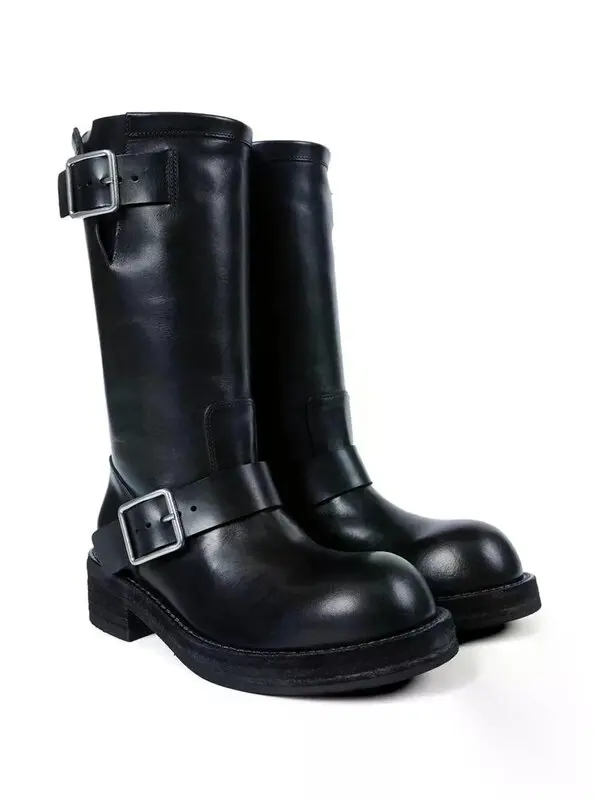 ANN DEMEULEMEESTER Sarith Engineer Buckle-detail Leather Biker Boots