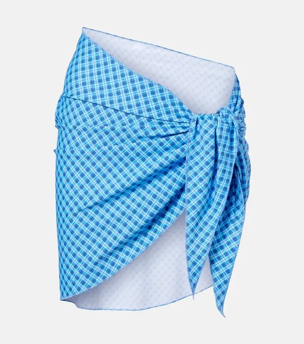 MONTCE Draped Plaid Beach Cover-up - Blue