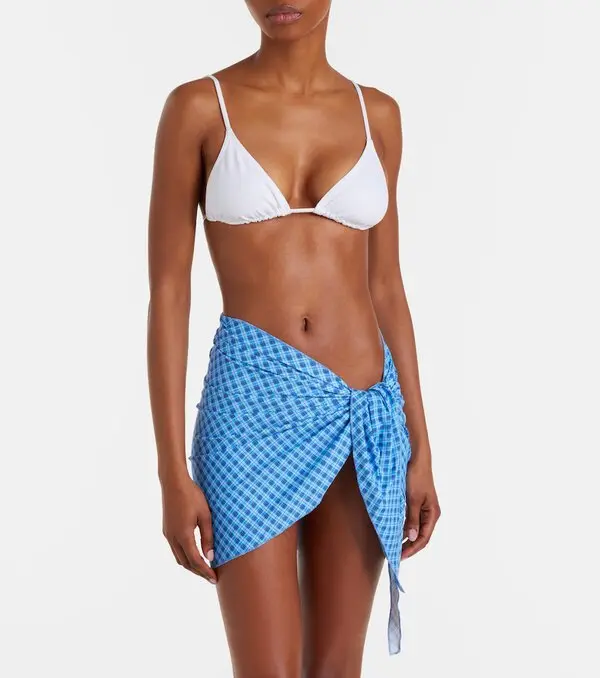 MONTCE Draped Plaid Beach Cover-up - Blue