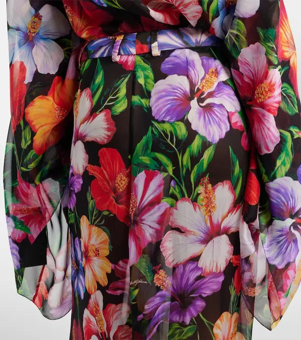 Dolce & Gabbana Floral Silk Chiffon Wide-leg Trousers